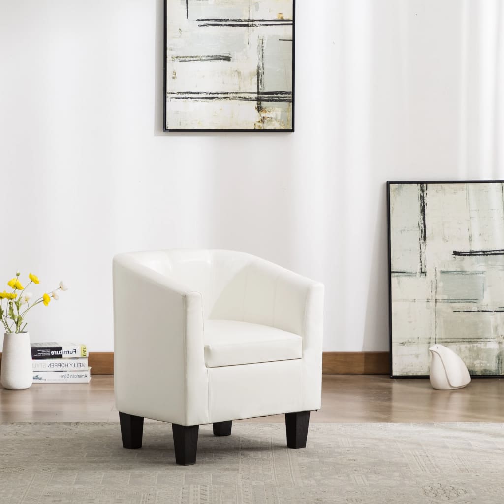 Tub Chair Leather White