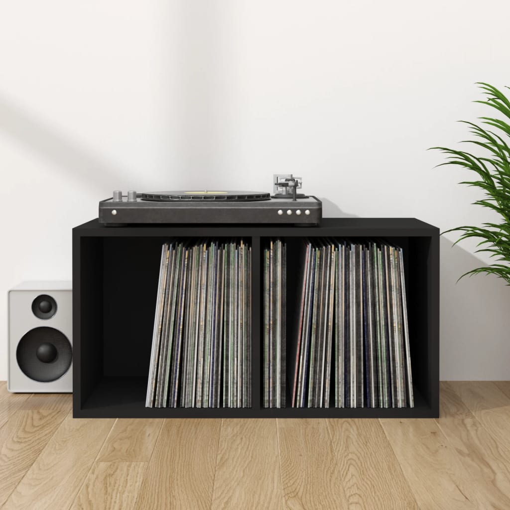 Vinyl Storage Box Black Chipboard