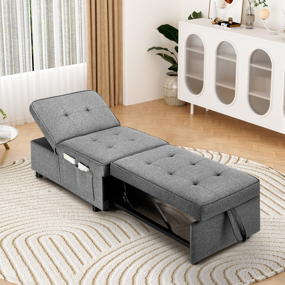 4 in 1 Convertible Sofa Bed Ottoman Couch Lounge Linen