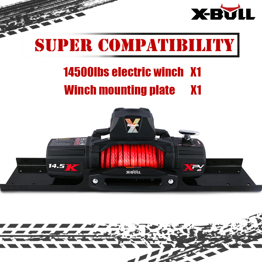 14500Lbs Electric Winch 12V Synthetic Rope With Winch Mounting Plate