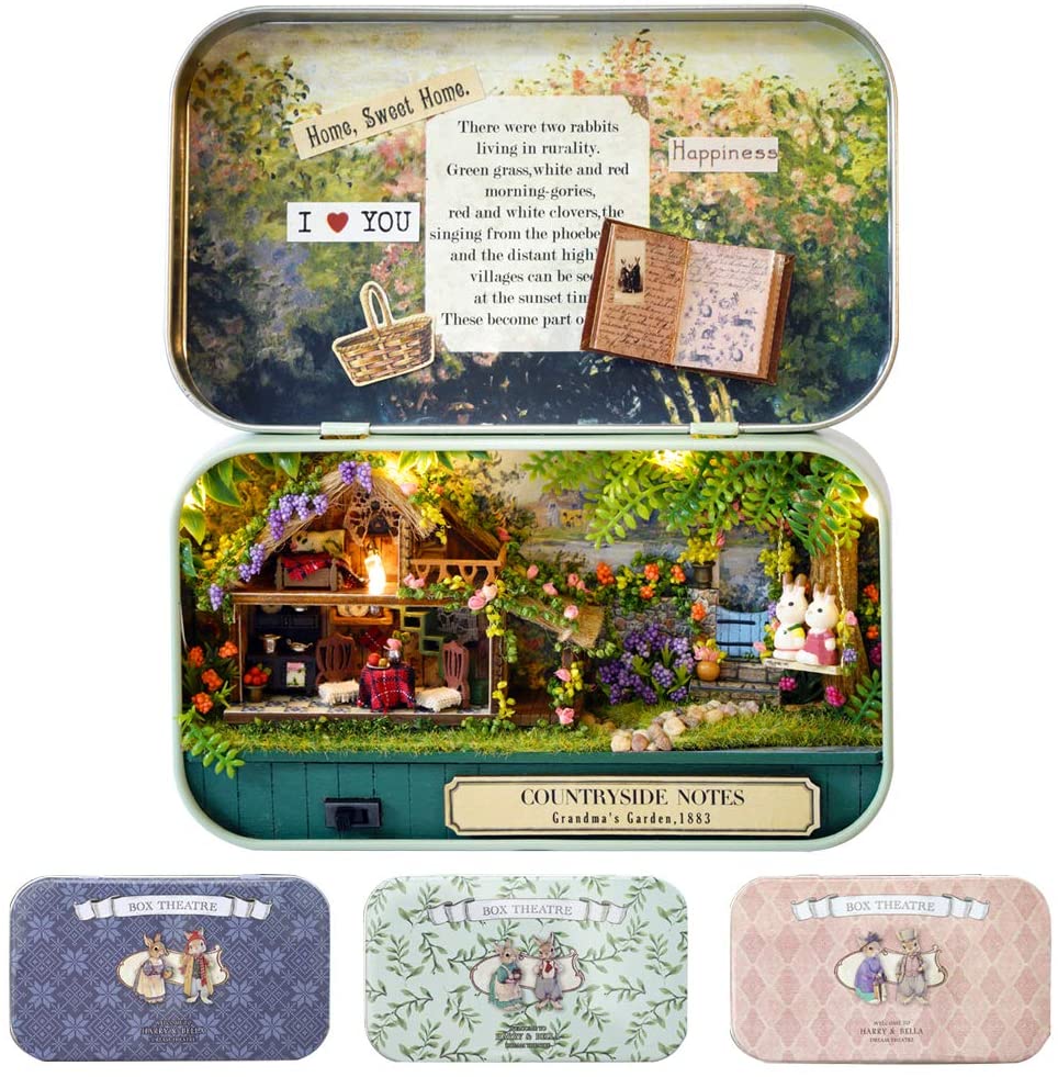 Box Theatre Doll House Furniture Miniature, 1:24 Dollhouse Kit For Kid