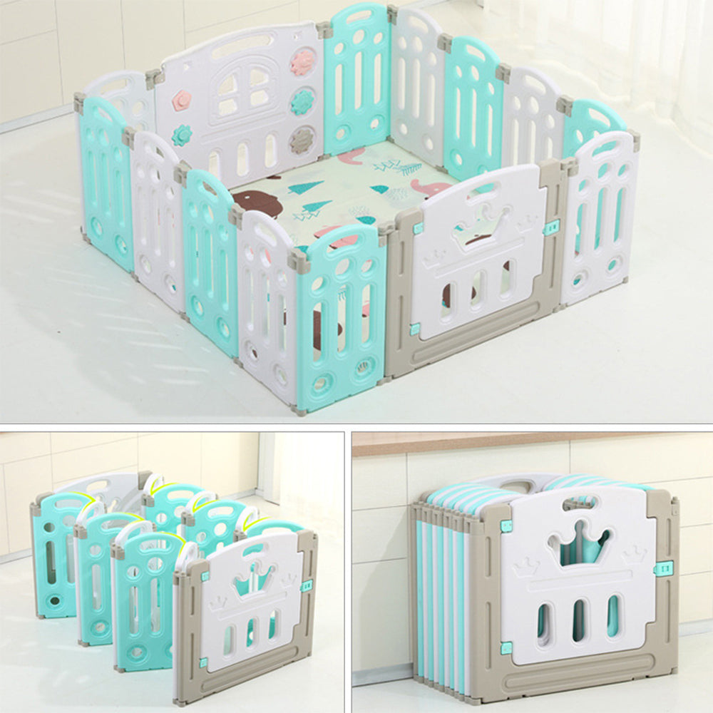 14 Panels Foldable Baby Playpen With Playmat Safety Gate Fence Child P