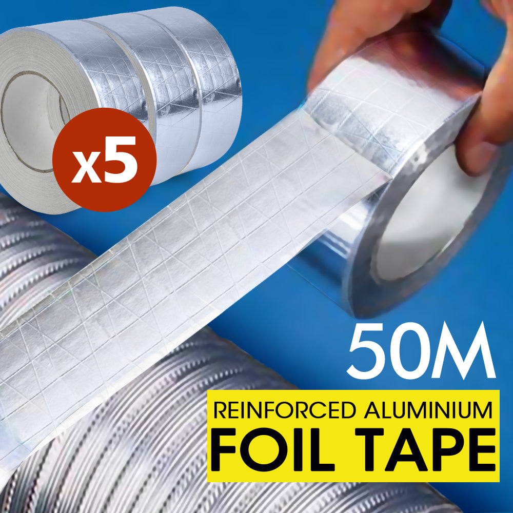Reinforced Aluminium Foil Tape Insulation Heating Duct Silver 50mm x 5